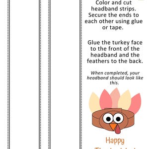 Turkey Headband | Printable Thanksgiving Hat | Kids Craft Template - Etsy