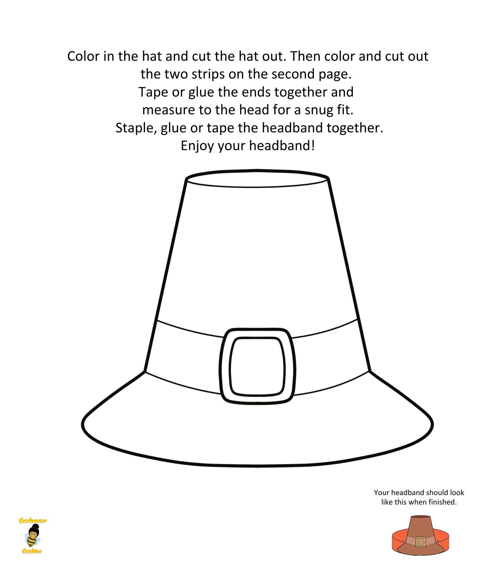 Thanksgiving Headbands | Pilgrim Hat & Feather Headband Printable ...