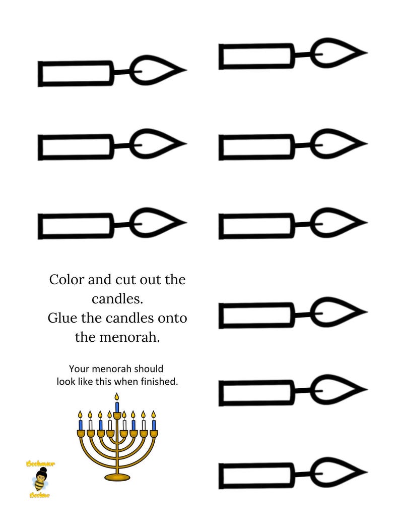 Hanukkah Menorah Craft for Kids | Printable Holiday Activity ...