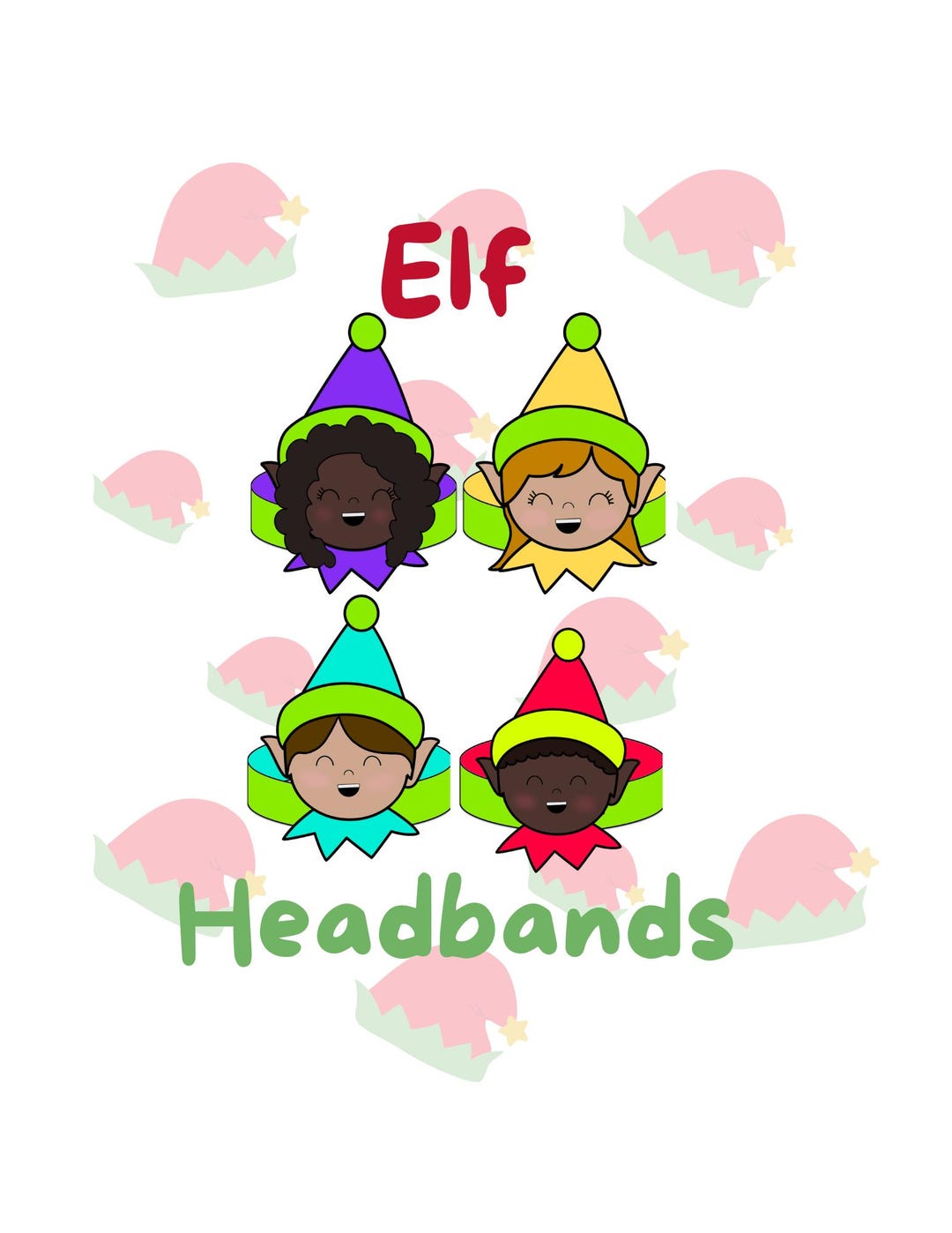 Elf Headbands Printable | Christmas Kids Craft | Holiday Paper Hat - Etsy