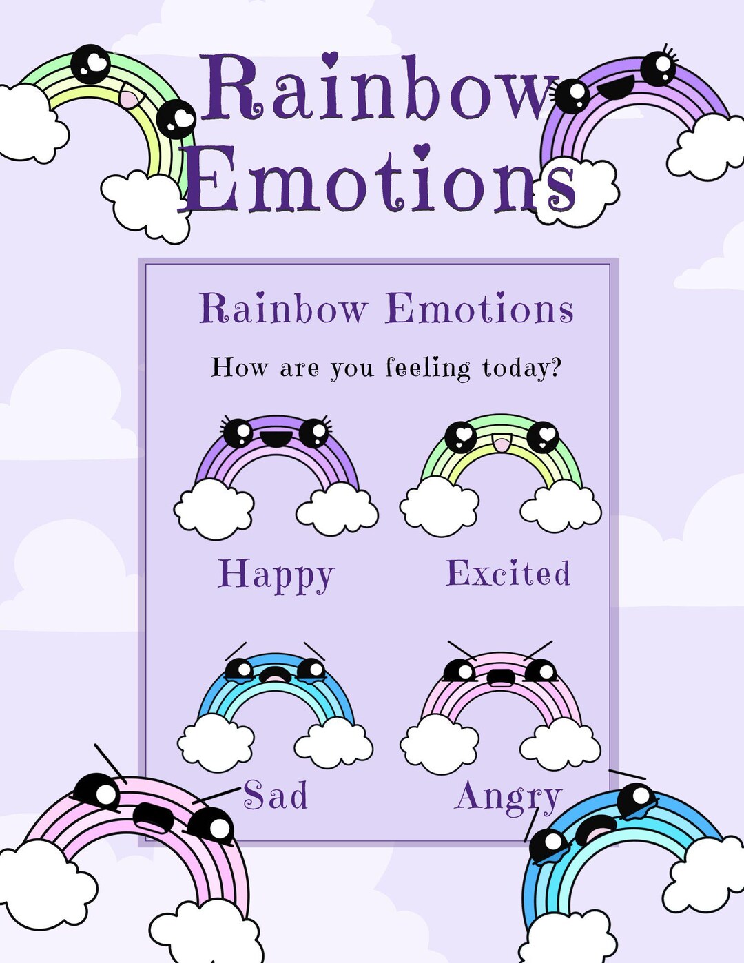 Rainbow Emotions Chart: Emotions/feelings Chart - Etsy