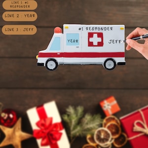 Personalized Ambulance EMT Christmas Ornament, Ambulance Ornament ...