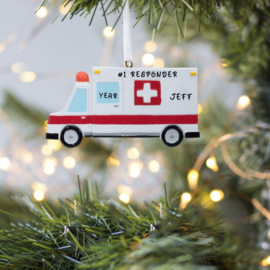 Personalized Ambulance EMT Christmas Ornament, Ambulance Ornament ...