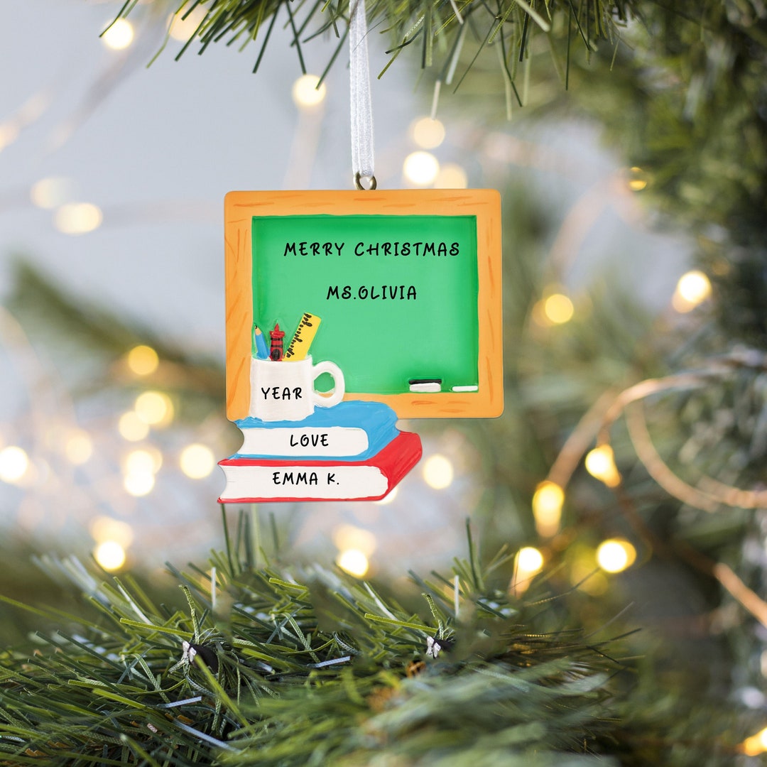 New Teacher Chalk Board Personalized Christmas Ornament, Occupation ...