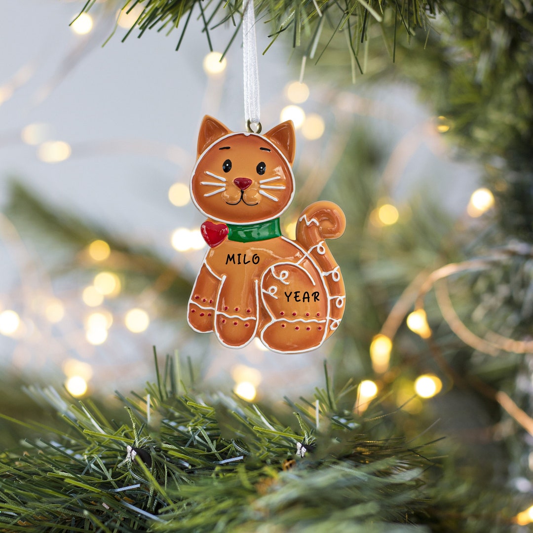 Personalized Gingerbread Cat Christmas Ornament, Cat Ornament, Pet ...