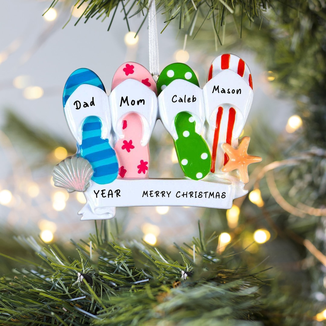 Personalized Flip Flop Family of 3 Ornaments, Flip Ornaments, Family ...