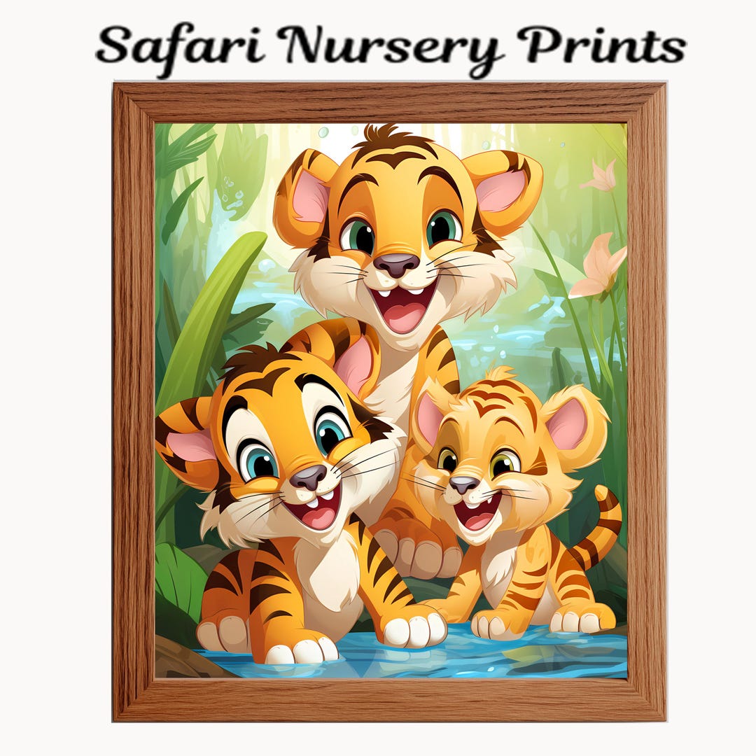 Cute Tiger Family Printable Nursery Wall Art - Jungle Safari Art ...