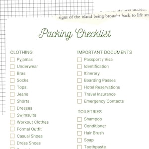 Editable Travel Packing List | Packing Checklist for Holiday, Vacation ...