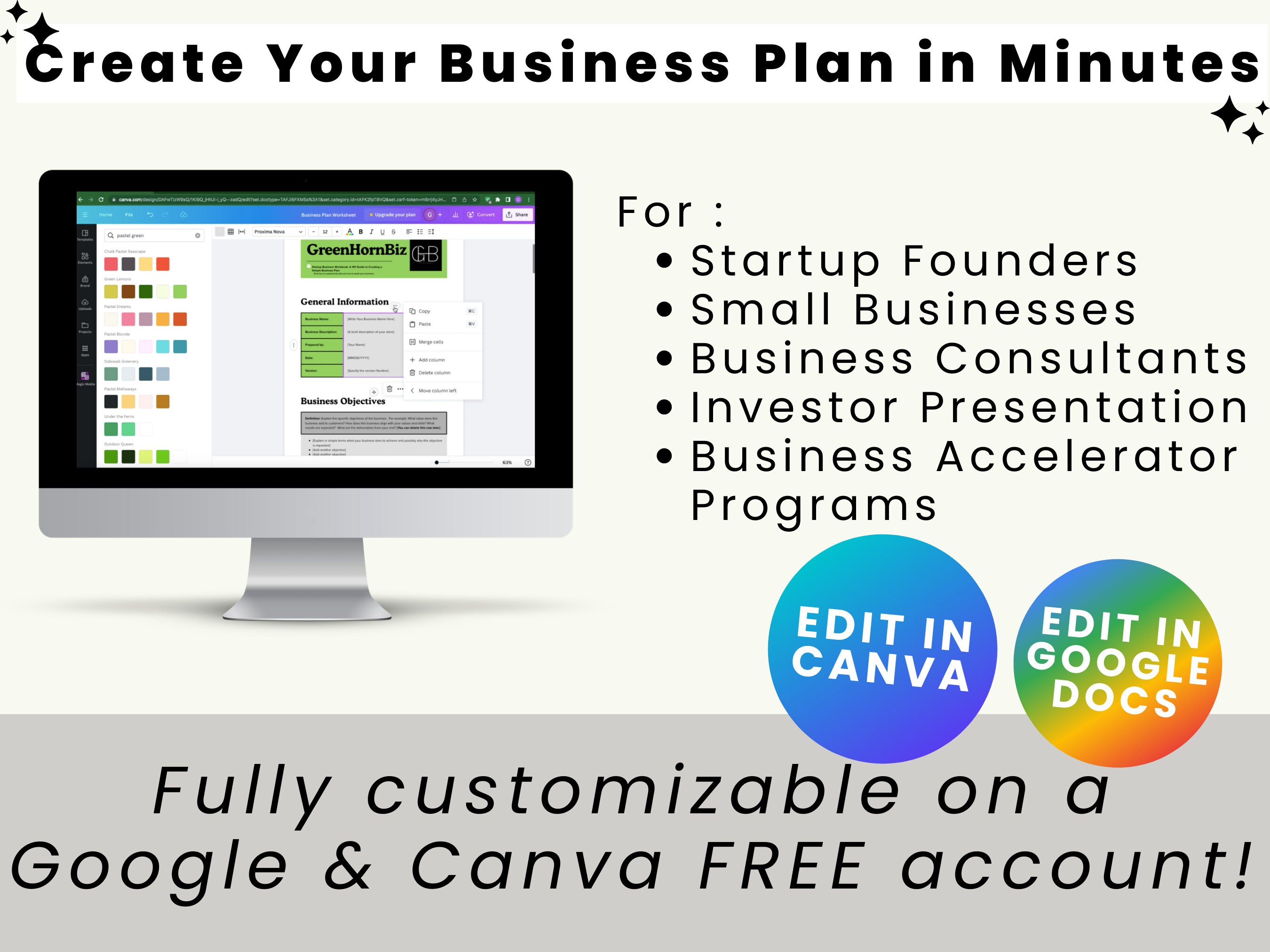 A 101 Guide to Creating a Simple Business Plan | Printable Small ...