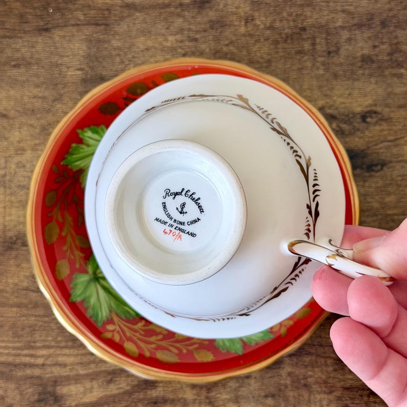 Royal Chelsea Teacup and Saucer: Vintage English Bone China - Etsy