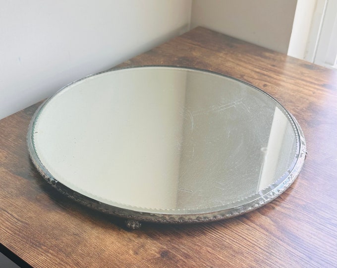 Vintage Mirror Plateau - Pairpoint Mfg Co Silver Plate Footed Mirror ...