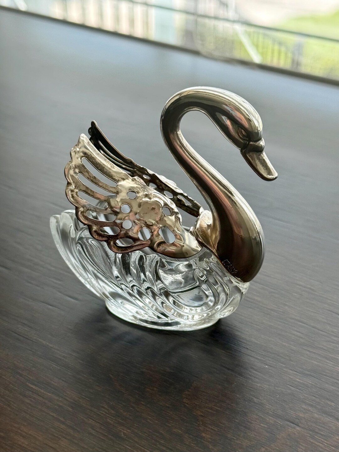 Swan Salt Cellar - Vintage Italian Silver Plated and Crystal Tableware ...