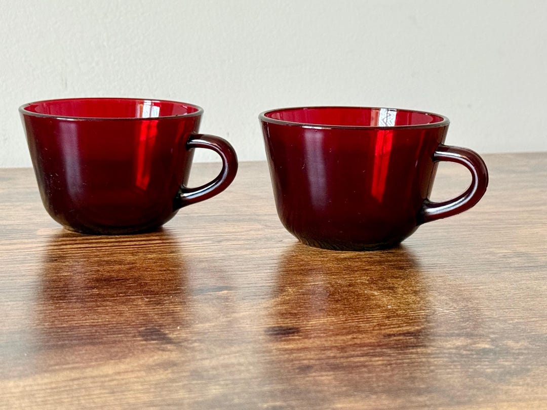 Vintage Anchor Hocking Royal Ruby Red Glass Mugs: Mid Century Modern - Etsy