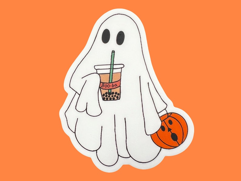 Cute Ghost Drinking Boba | Boba Ghost | Halloween Ghost | Ghost | Ghost ...
