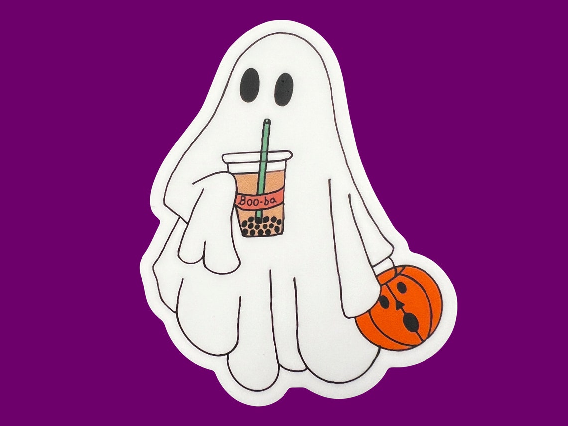 Cute Ghost Drinking Boba | Boba Ghost | Halloween Ghost | Ghost | Ghost ...