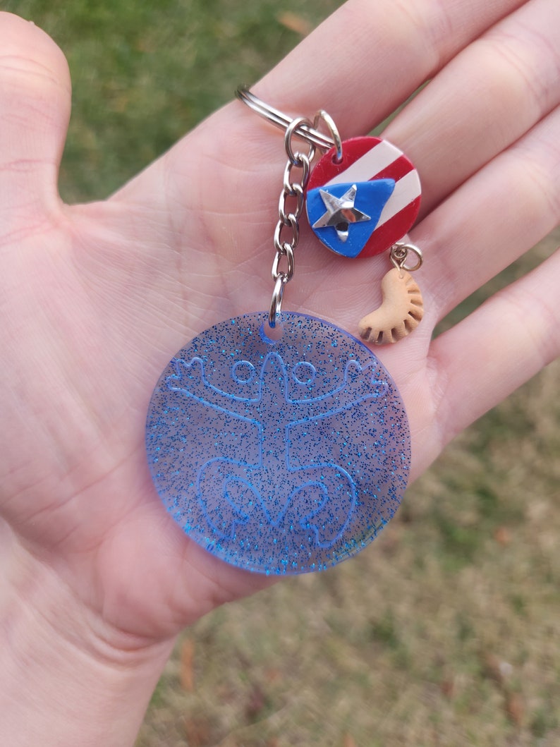 Puerto Rico Taino Handmade Resin Keychain - Puerto Rico PR Flag ...