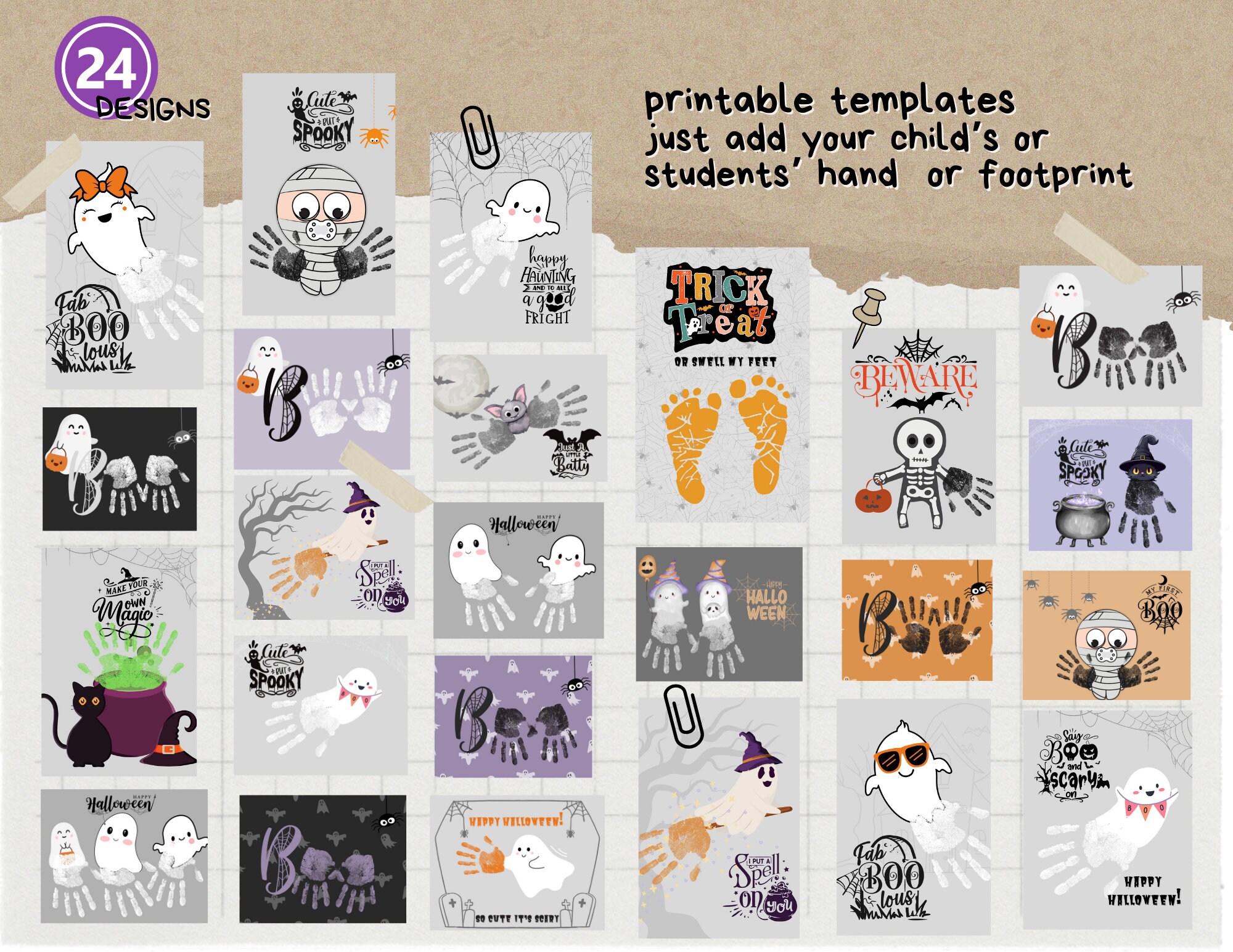 Printable Halloween Hand Print Craft Mega Bundle 24 Templates - Etsy