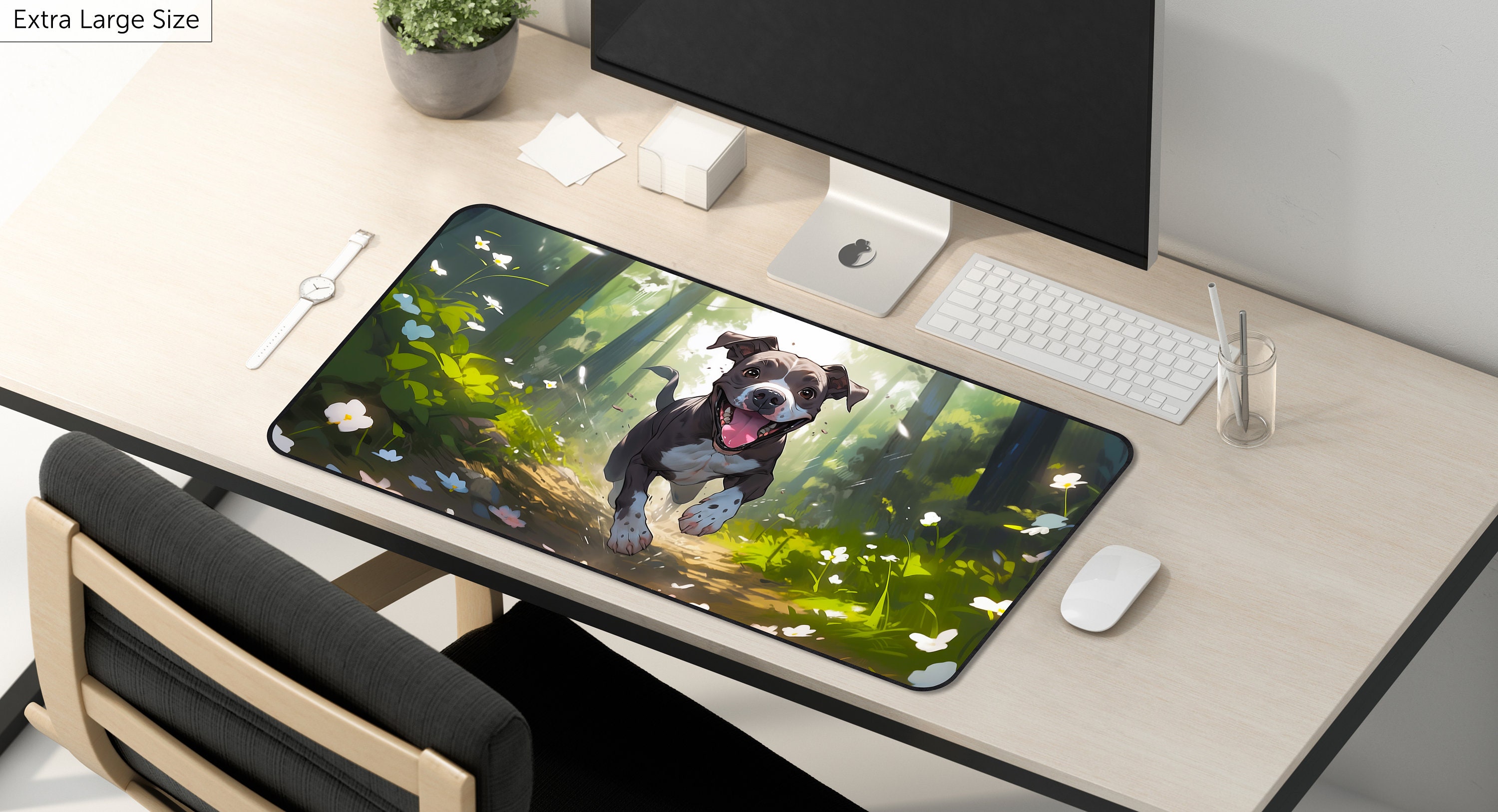 Anime Dog Pitbull Mouse Pad Cartoon Dog Desk Mat Painting - Etsy