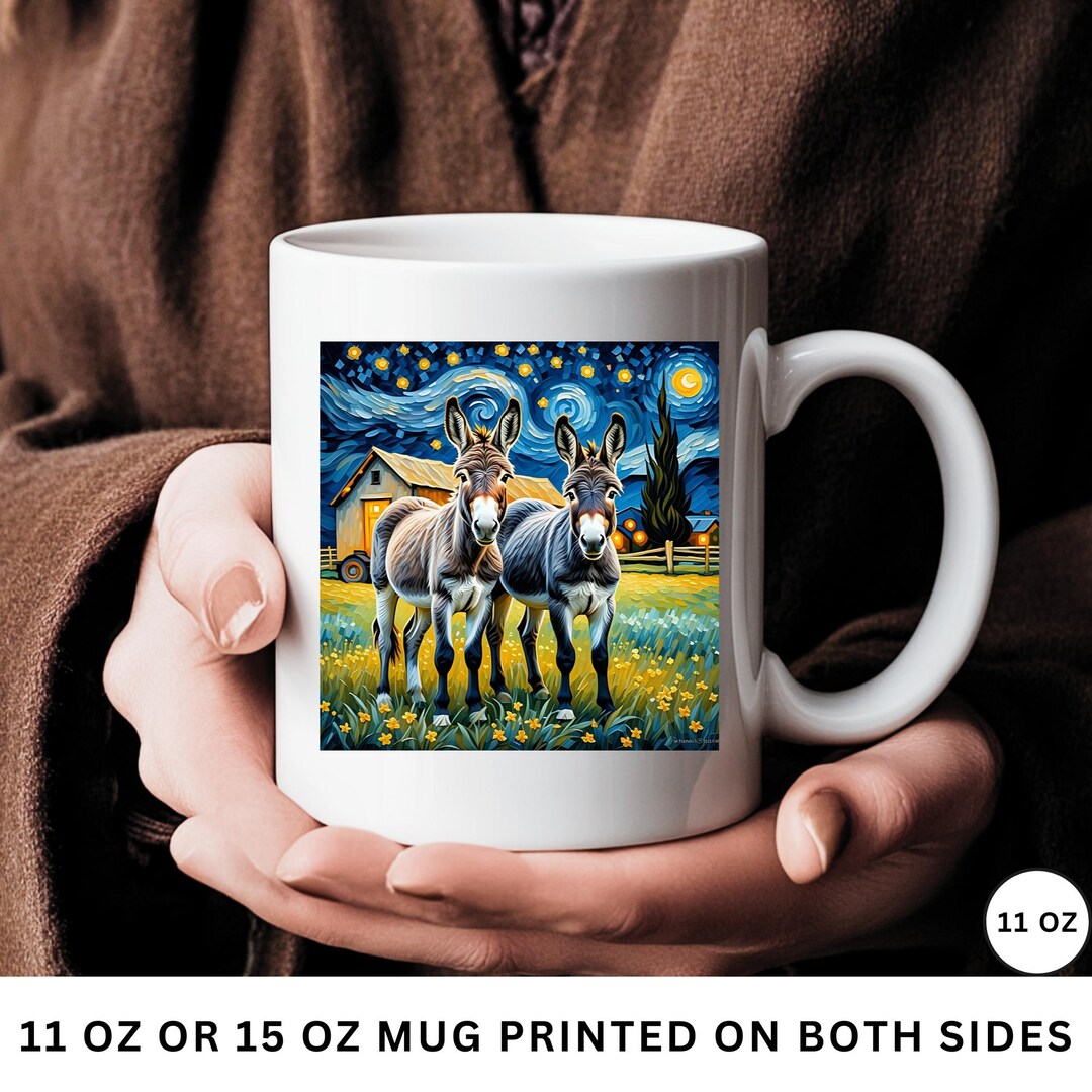 Donkey Mug Starry Night Van Gogh Mug Cup Artsy Ceramic Coffee Mugs for ...