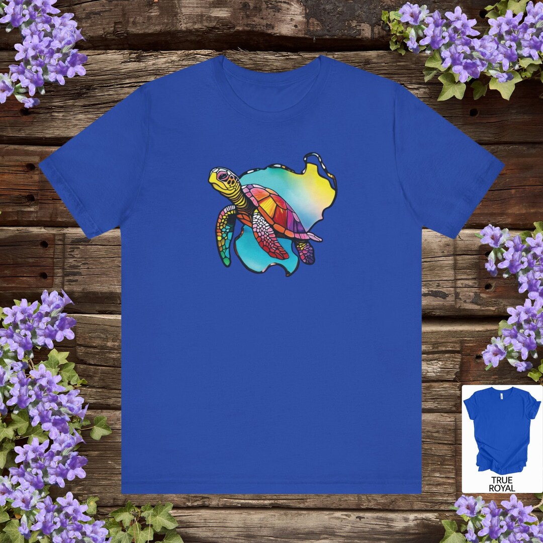 Sea Turtle Tshirt, Stained Glass Sea Turtle Tshirt, Colorful Turtle ...