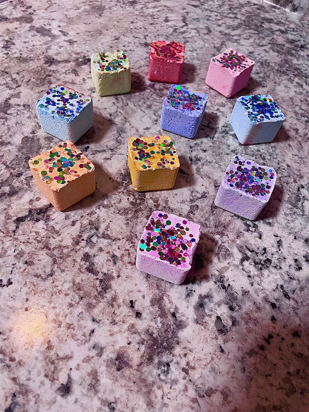 24 Soft, Fluffy, Crunchy Cubes With Multicolored Holographic Glitter ...