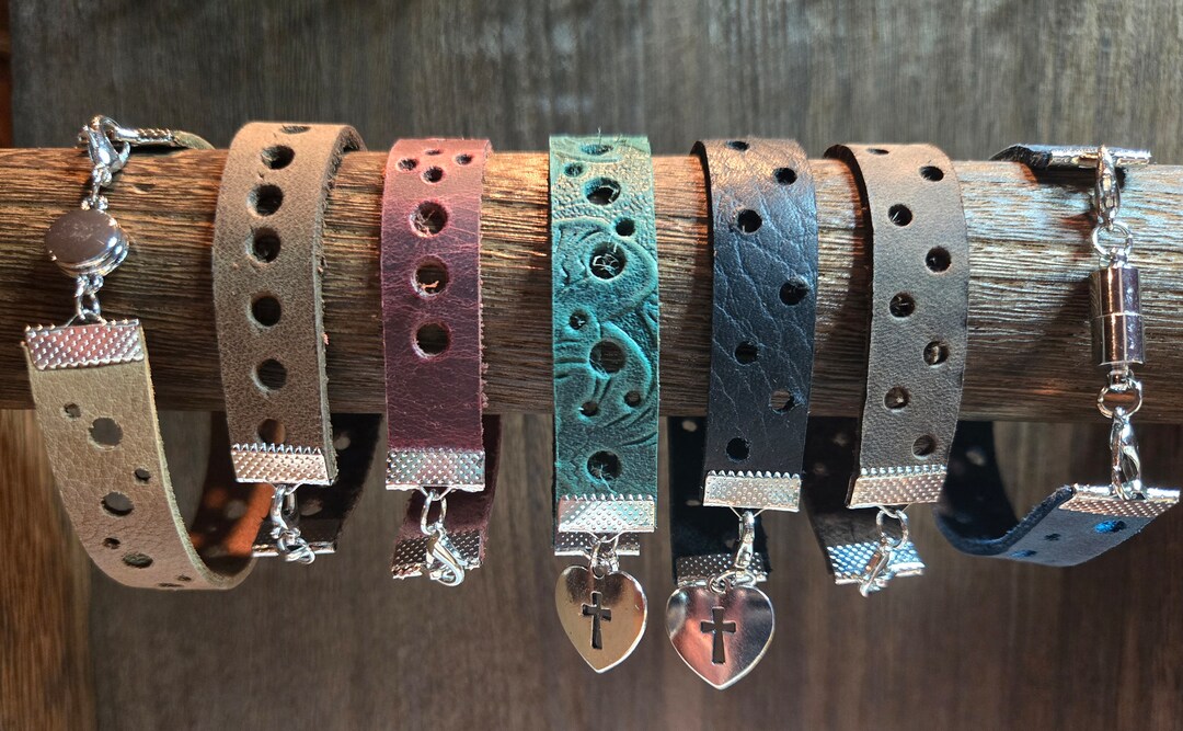 Leather Bracelet NEW!! Genuine Leather Poke-a-dot Style Bracelets With ...