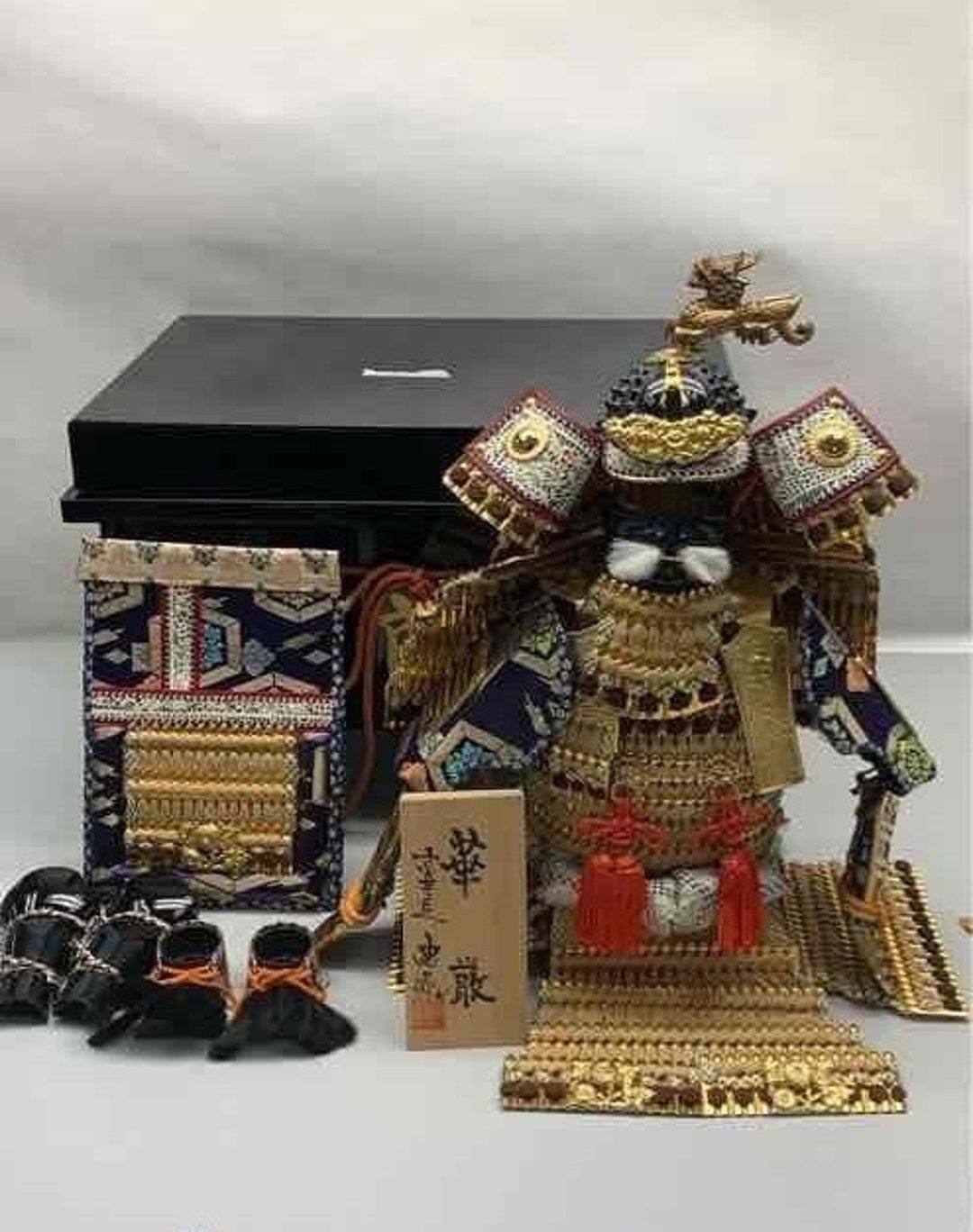Vintage Japanese Satsuki Doll Armor Warrior in Black Lacquered Box - Etsy
