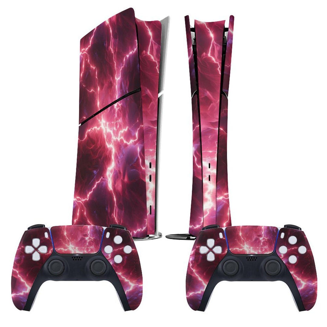 Red Lightning PS5 Controller Slim Disc Console Skin, Space Galaxy ...