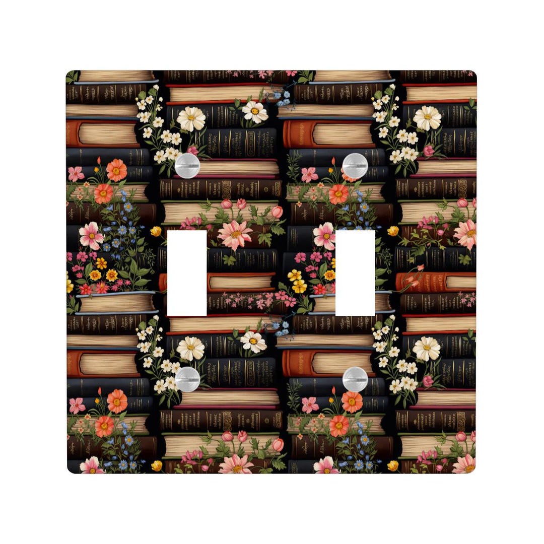Books and Wildflowers Light Switch Cover, Cottage Botanical Lighting ...