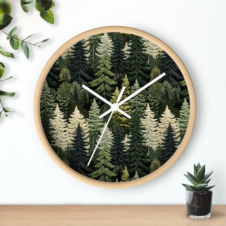 Green Forest Cottagecore Wall Clock, Tree Witchy Nature Kitchen Wall ...