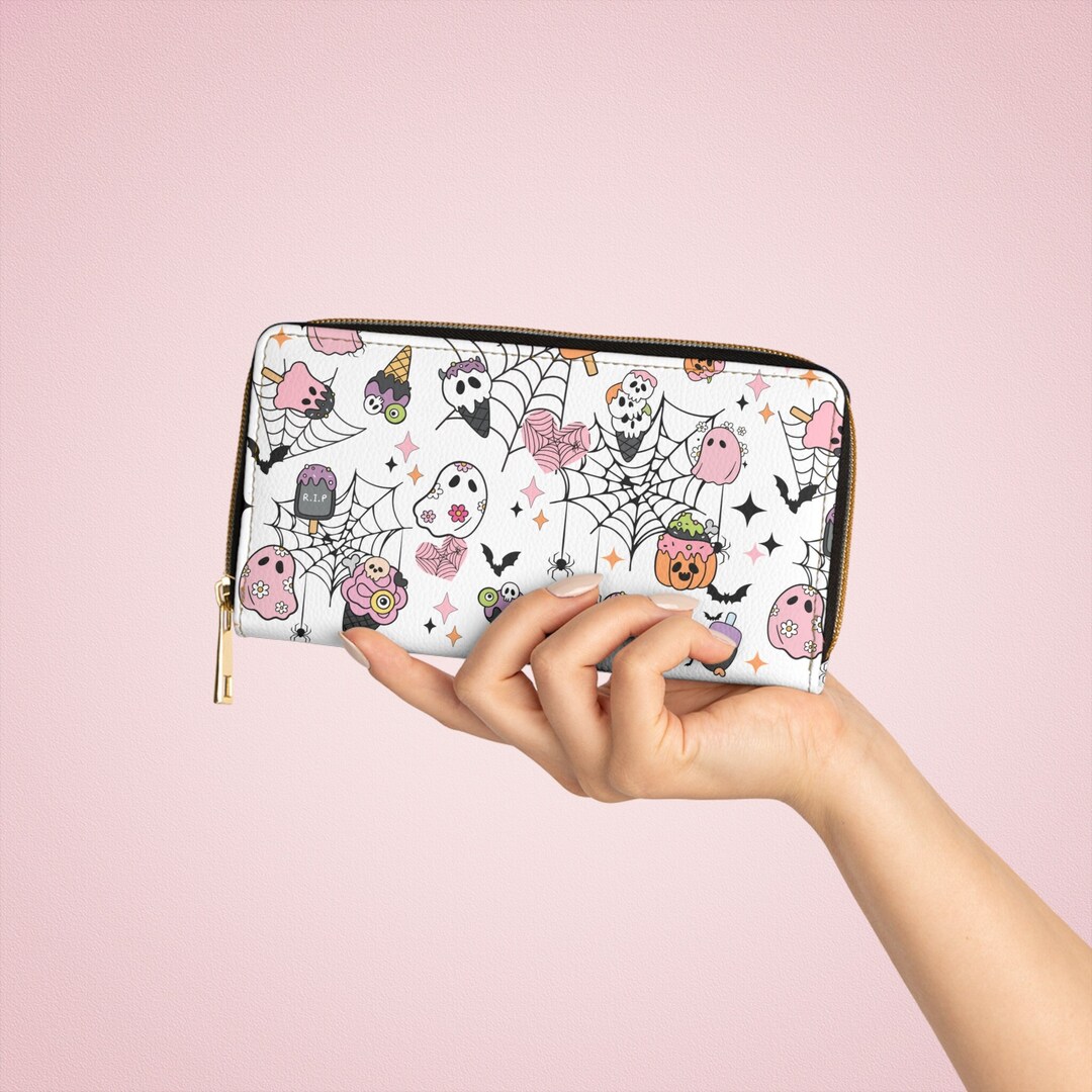 Kawaii Pink Ghost Wallet With Zipper, Halloween Witchy Fantasy Cute ...