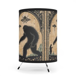 Big Foot Mothman UFO Table Lamp With Printed Shade, Conspiracy Gothic ...