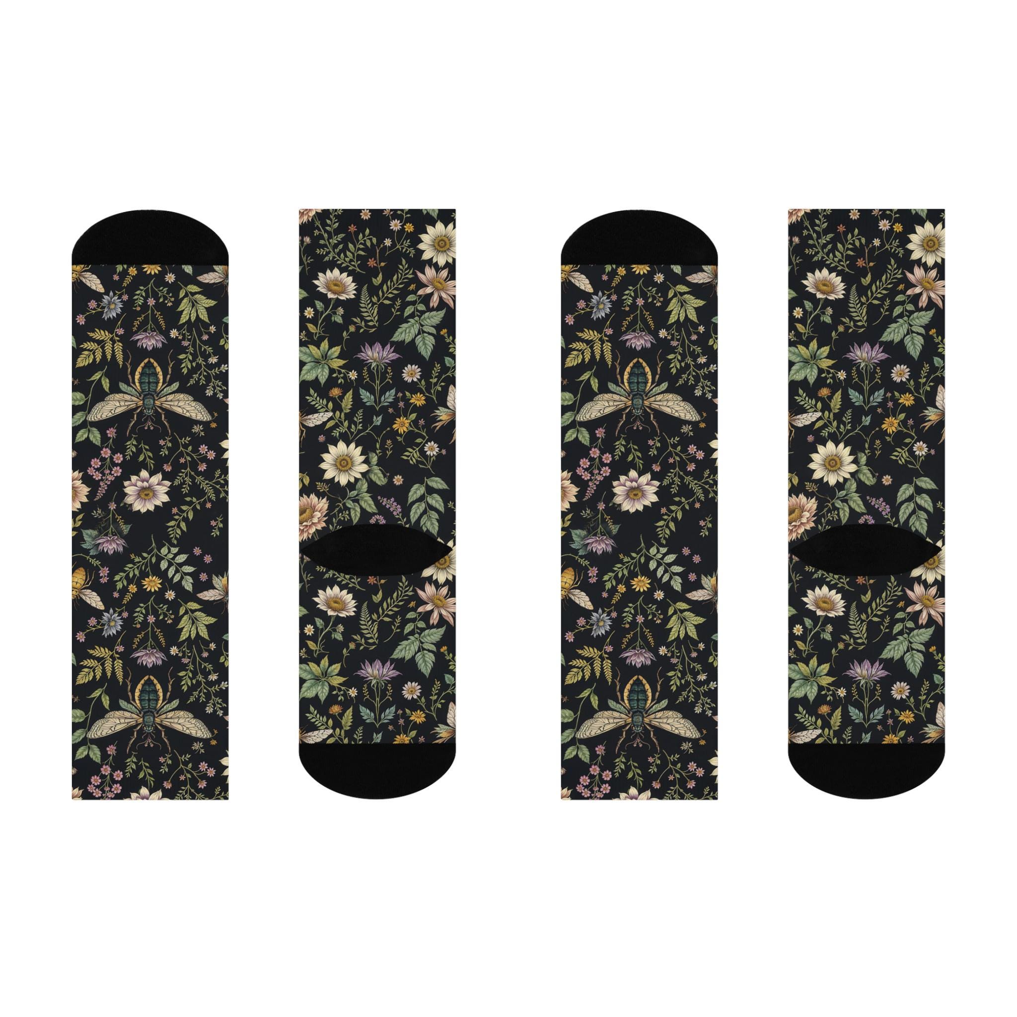 Green Wildflower Socks, Cottagecore Witchy Socks, Emo Punk Gothic ...