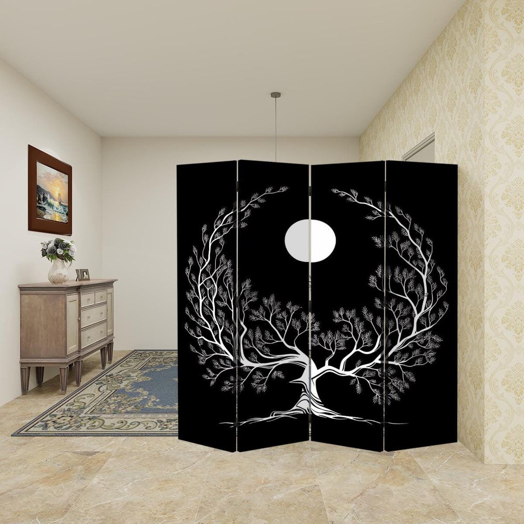 Tree of Life Room Divider, Black Full Moon Gothic Wall Divider ...