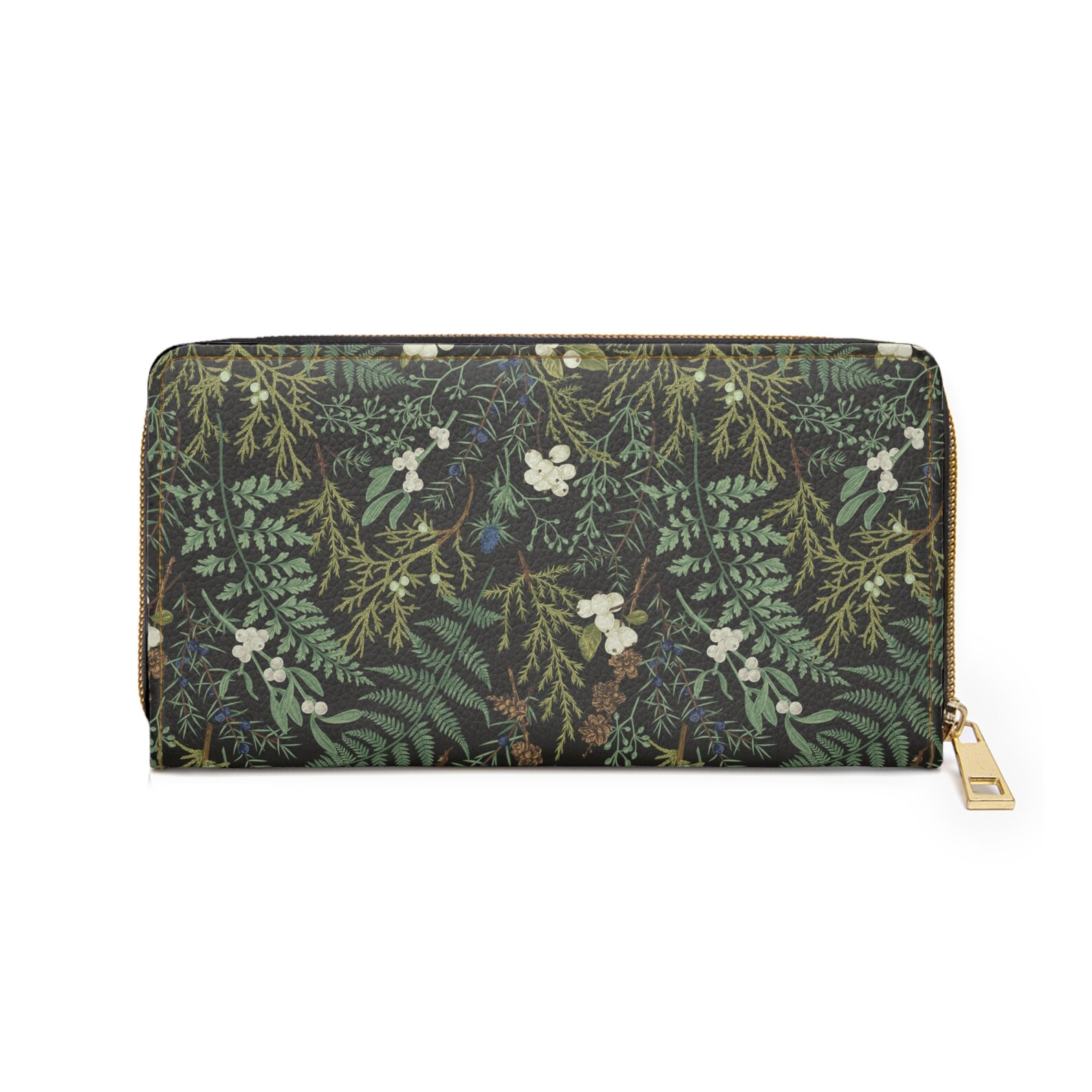 Wildflower Forest Ferns Wallet With Zipper, Green Cottagecore Cute ...