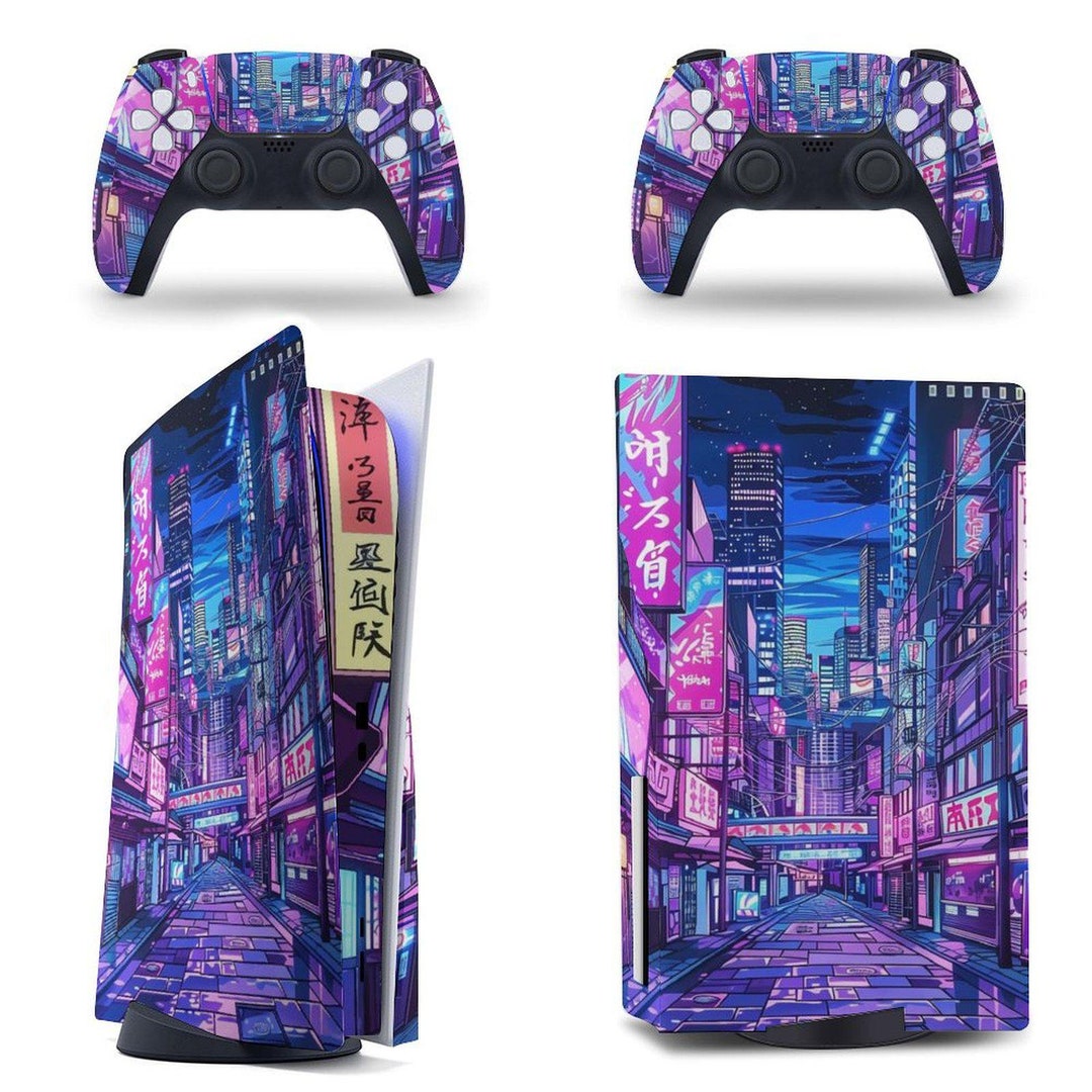 Tokyo Anime PS5 Controller Slim Disc Console Skin, Blue Purple Kawaii ...