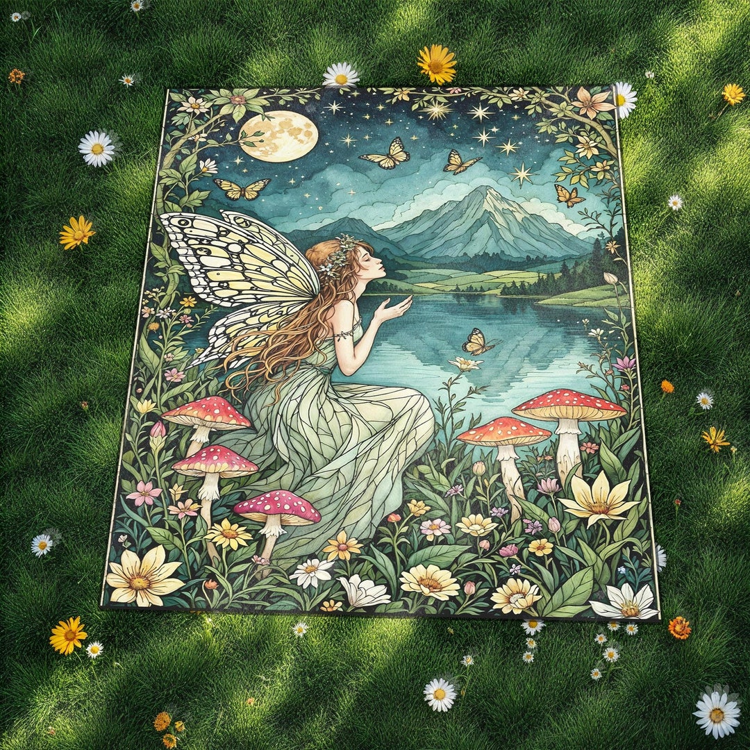 Fairy Mushroom Floor Mat Rug, Fantasy Boho Wildflower Chenille Small ...