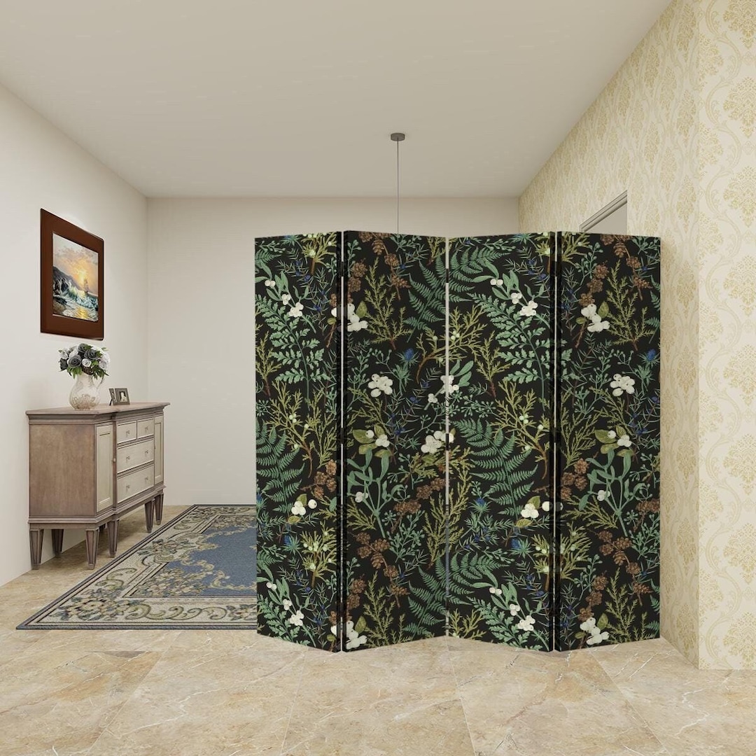 Green Fern Wildflower Room Divider, Gothic Wall Divider, Cottagecore ...