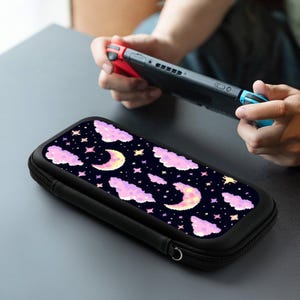 Purple Moon Clouds Pixel Art Nintendo Switch Case, Pastel Retro Kawaii ...