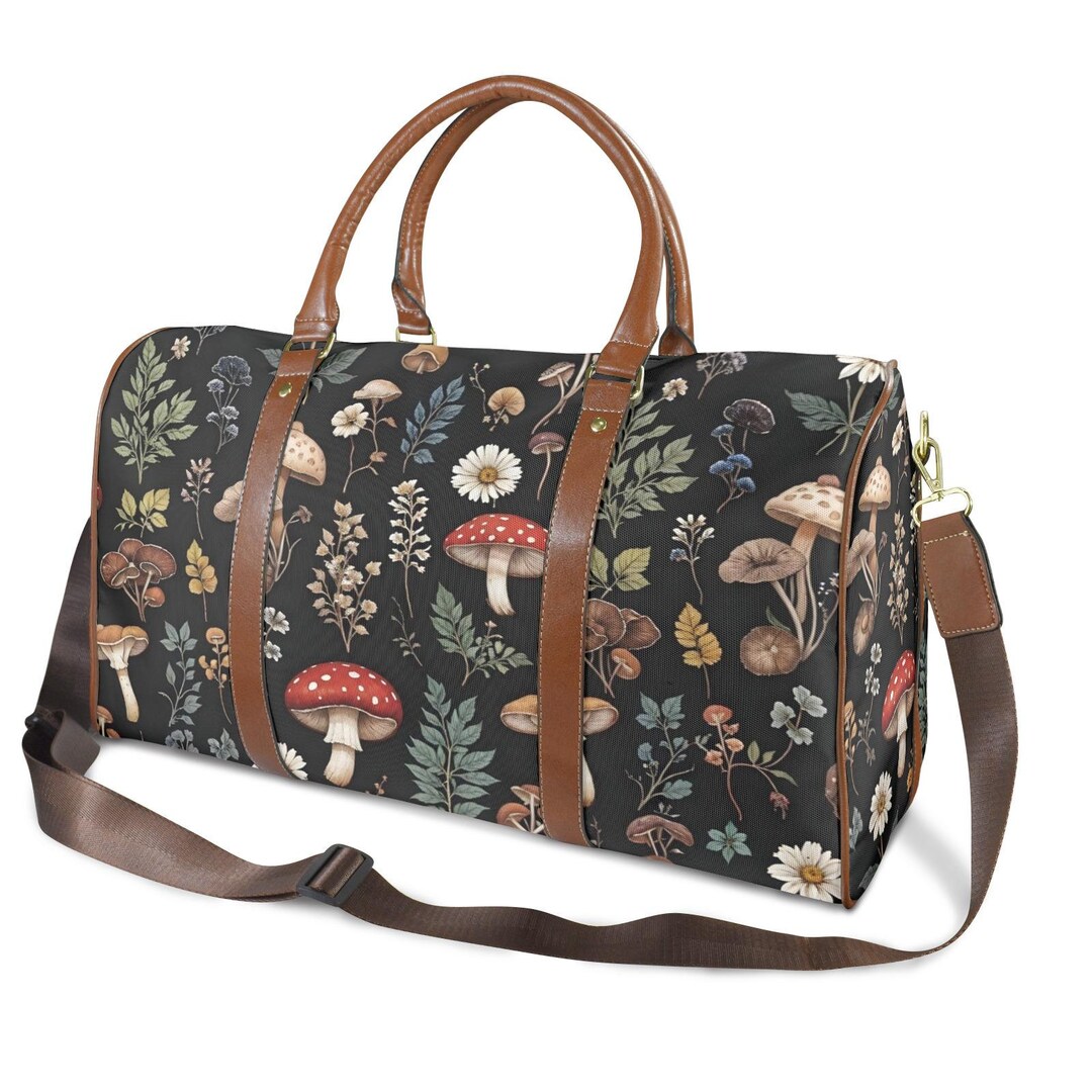Mushroom Travel Bag, Hippie Nature Gothic Large Handbag, Emo ...