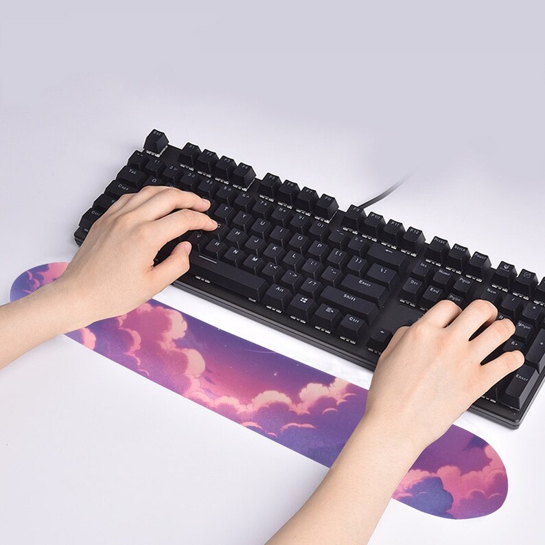 Purple Anime Clouds Large Wrist Rest, Kawaii Cute Pink Desktop Computer ...