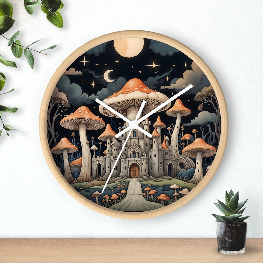Mushroom Castle Wall Clock, Hippie Cottagecore Witchy Magic Kitchen ...