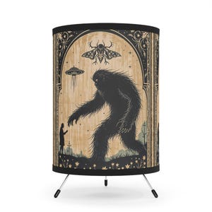 Big Foot Mothman UFO Table Lamp With Printed Shade, Conspiracy Gothic ...