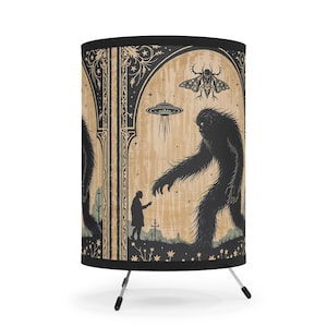 Big Foot Mothman UFO Table Lamp With Printed Shade, Conspiracy Gothic ...