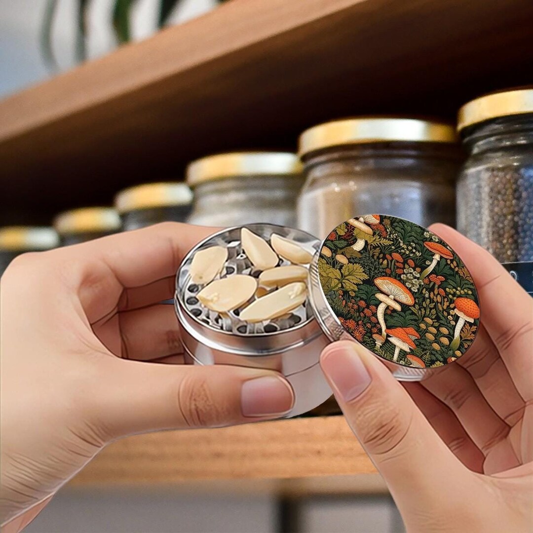Mushroom Wildflower Herb Grinder, Cute Metal Kitchen Grinder for Herbs ...
