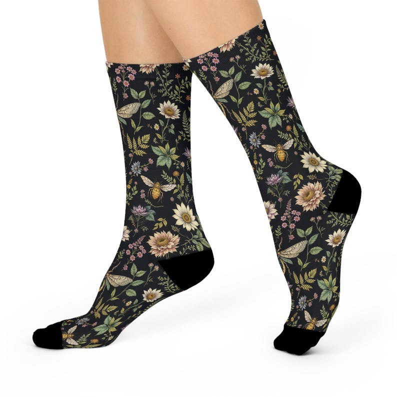 Green Wildflower Socks, Cottagecore Witchy Socks, Emo Punk Gothic ...