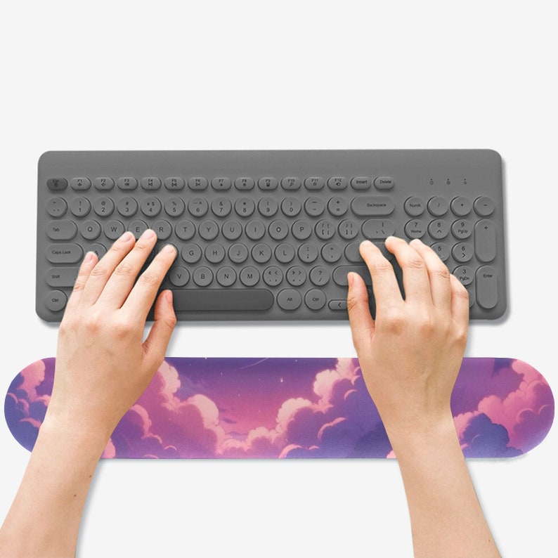 Purple Anime Clouds Large Wrist Rest, Kawaii Cute Pink Desktop Computer ...