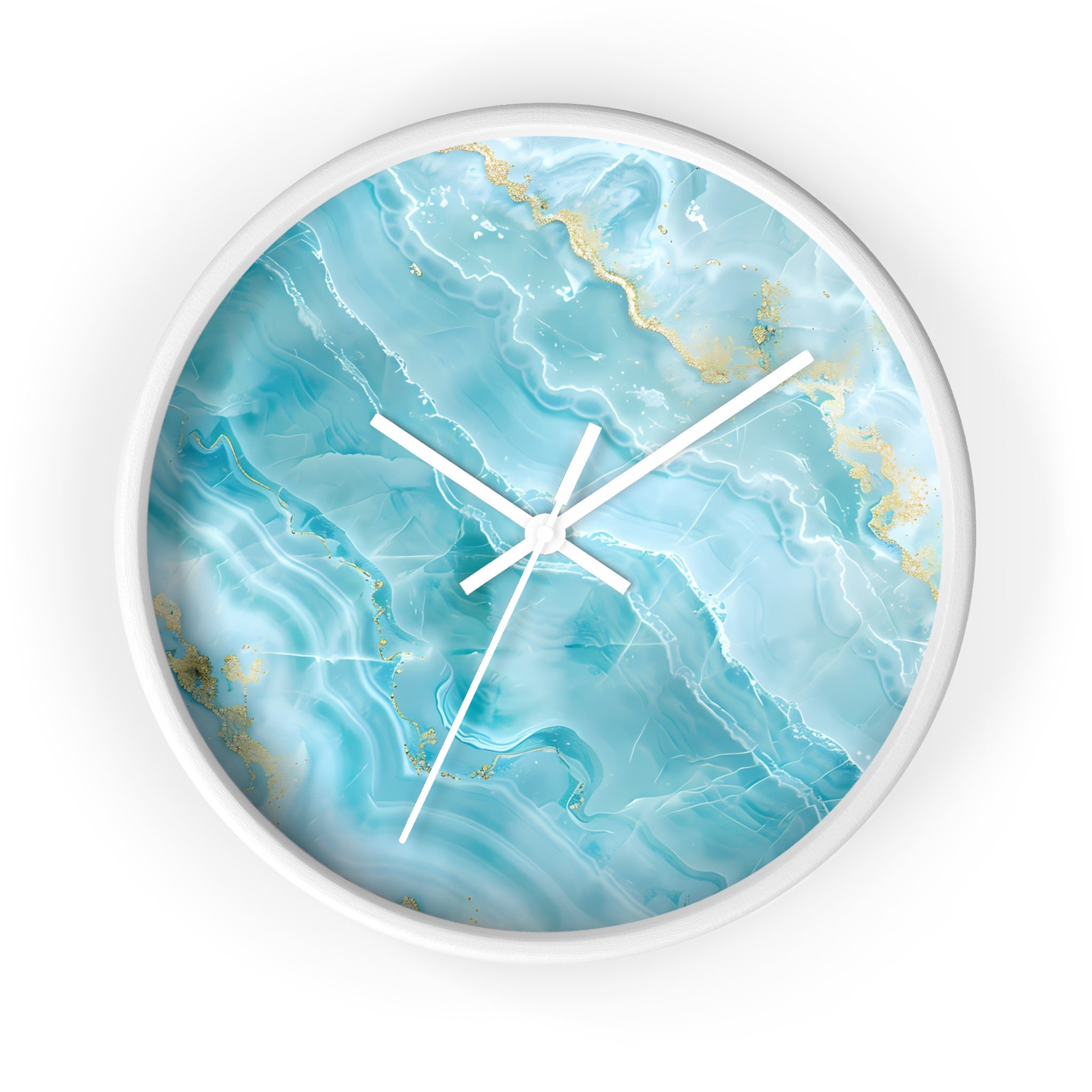 Blue Marble Looking Wall Clock, Ocean Aesthetic Kitchen Wall Clock ...