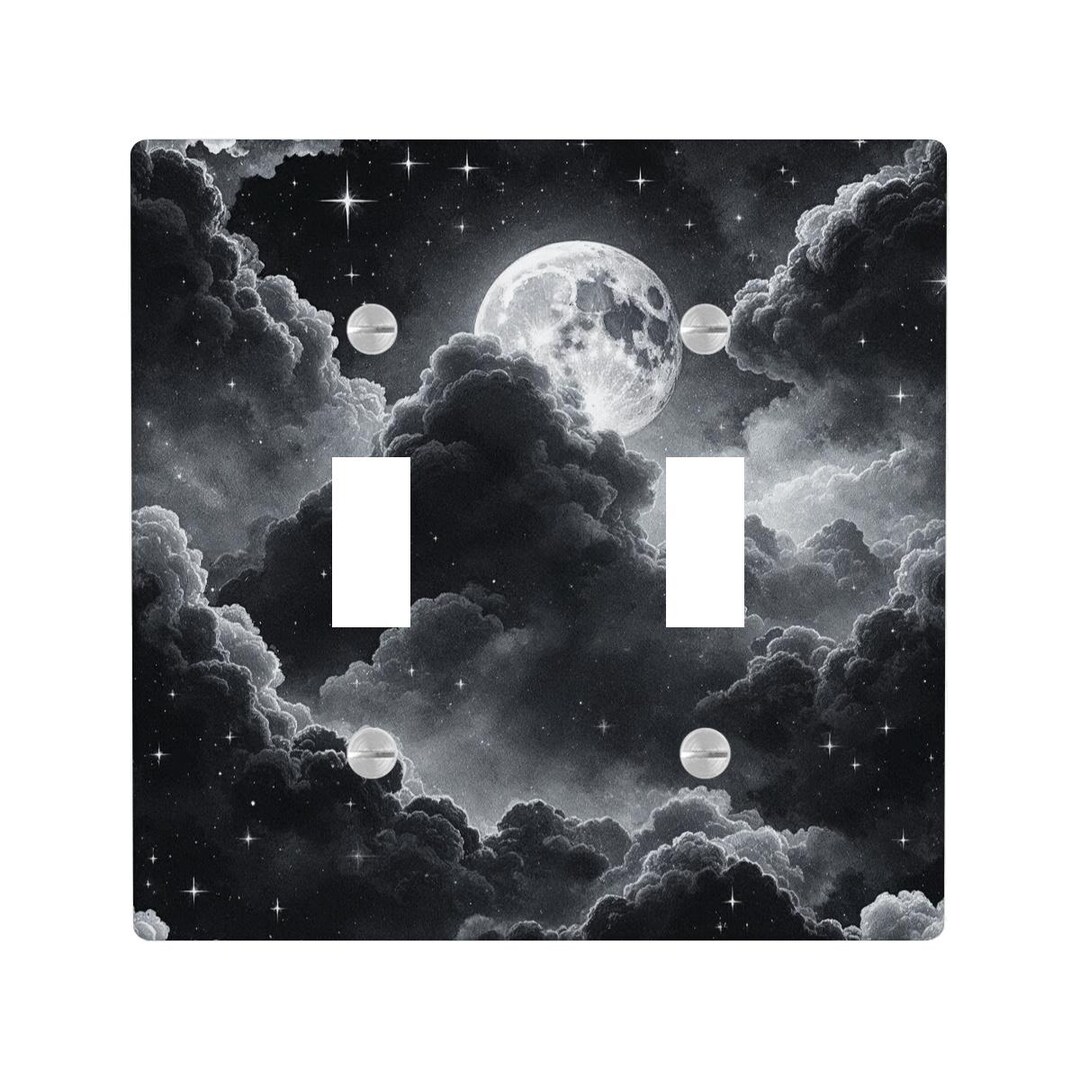 Black Space Light Switch Cover, Moon Celestial Lighting Power Plate ...