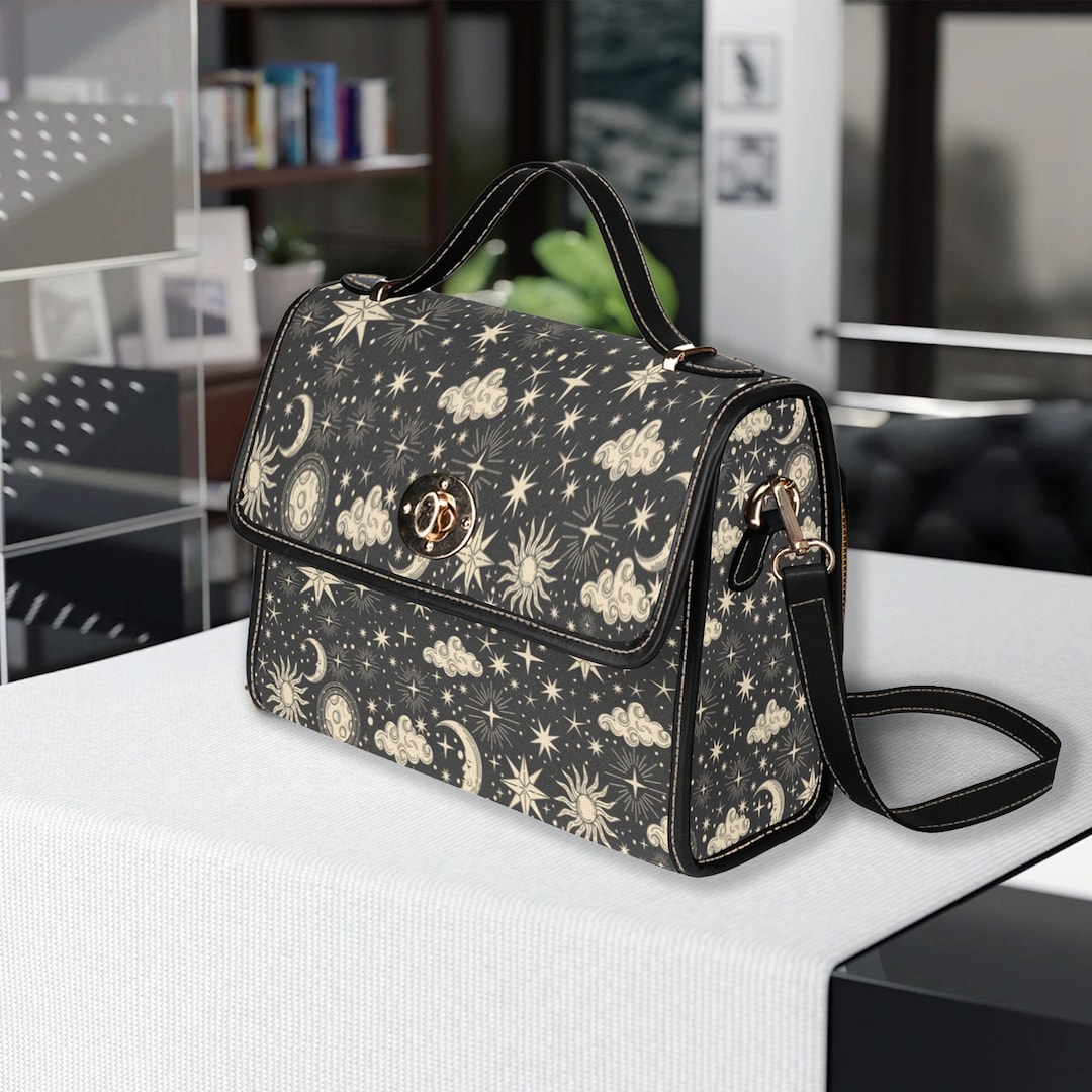 Celestial Moon Stars Cross Body Hand Bag, Hippie Cottagecore Moon Star ...